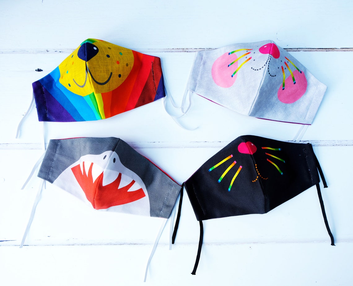 Dog Face Mask Kids Family Face Mask Puppy Animal Character | Etsy