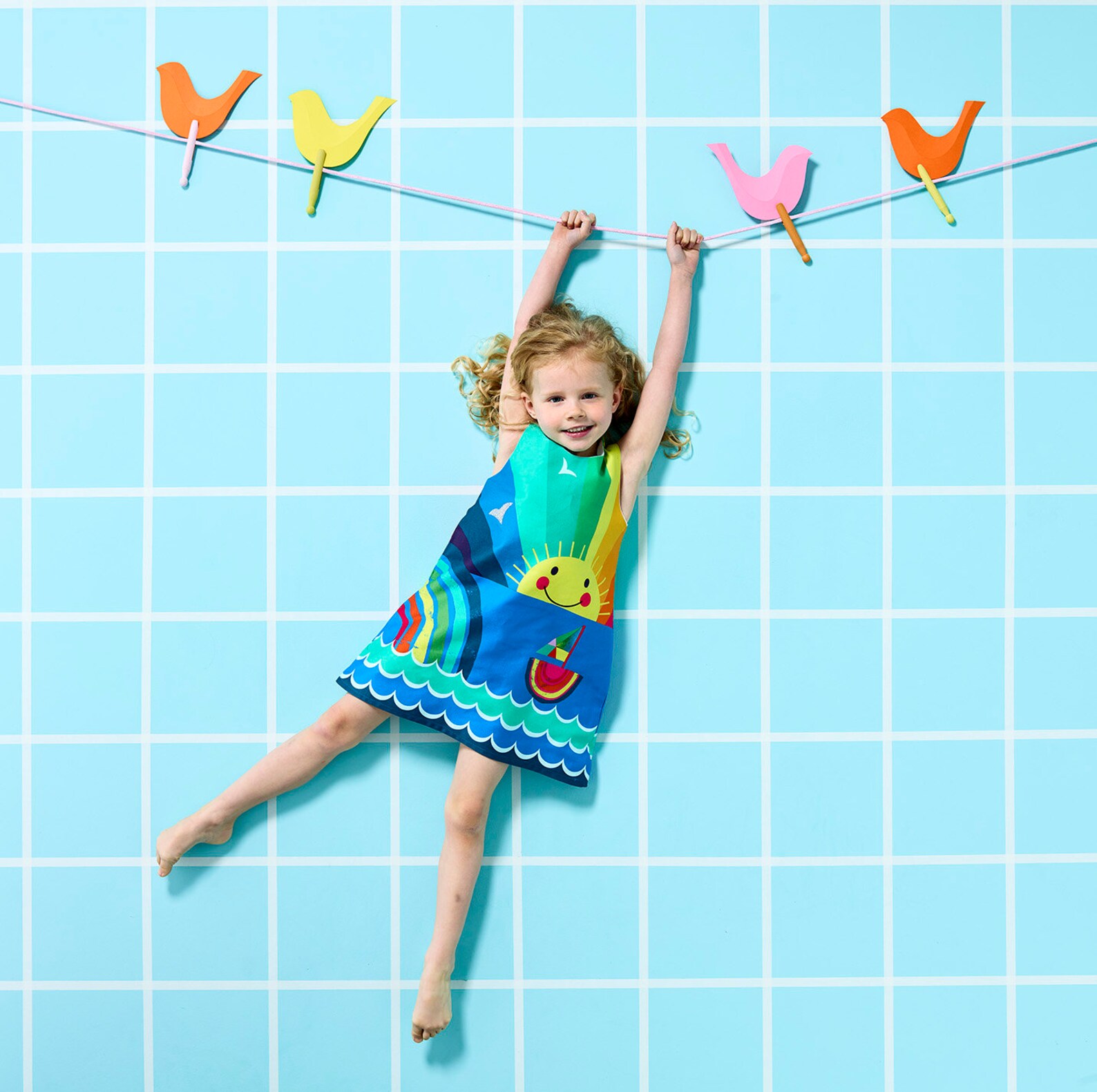 Girls Summer Holiday Print Dress With Rainbow Sunset - Etsy