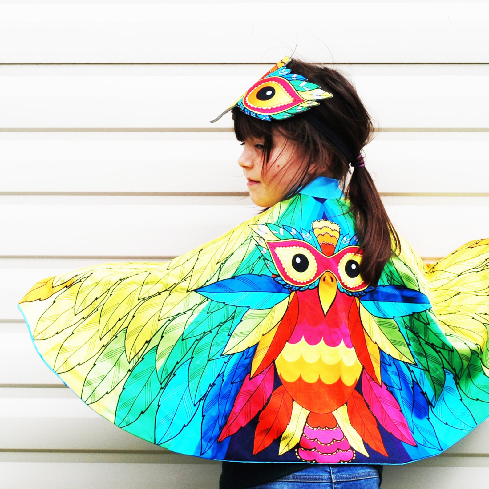 Kids, Teen, Adult Owl Dress up Costume Super Hero Cape and Mask Set ...