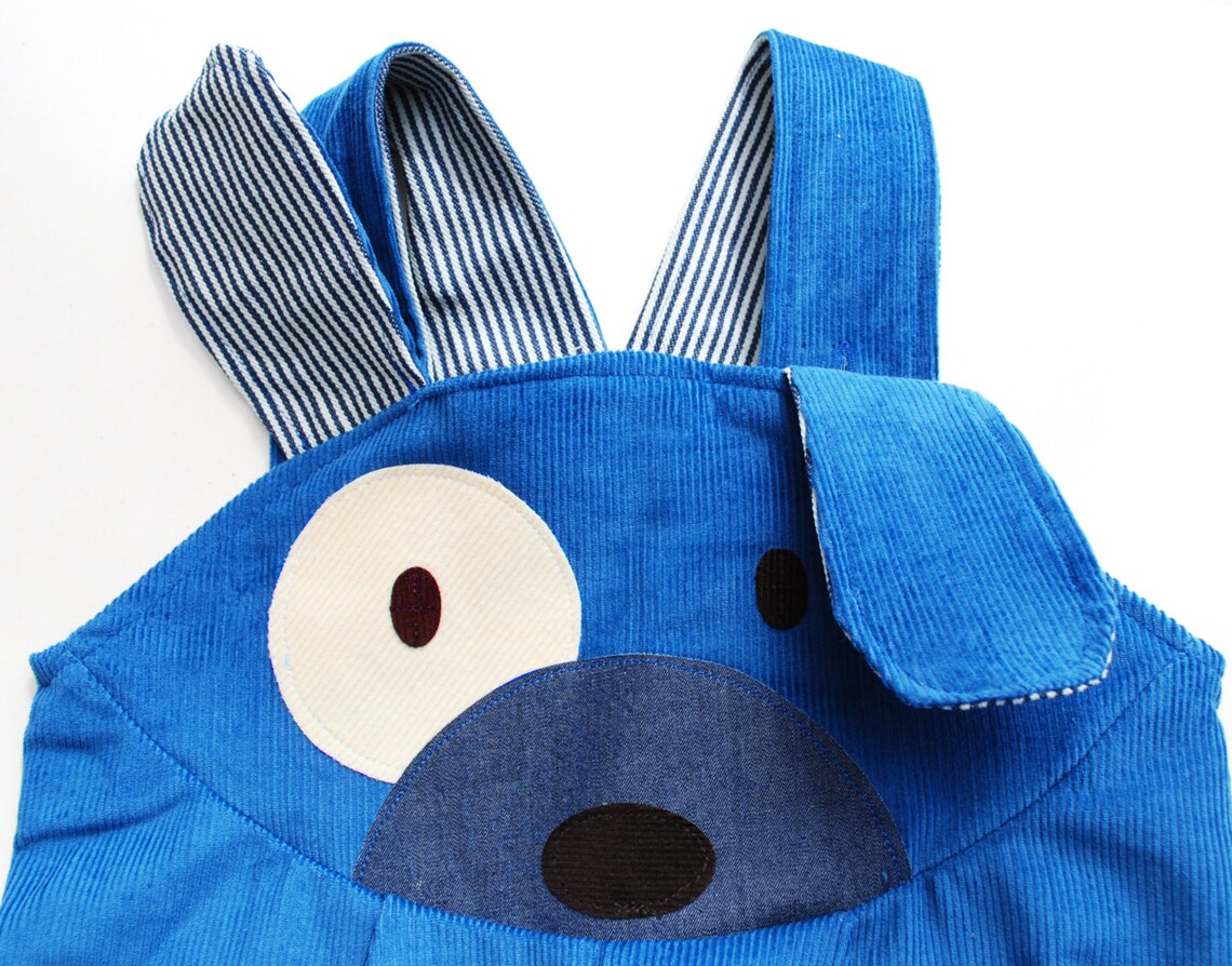 Puppy Dog Dungaree Overalls in Blue Cord - Etsy UK