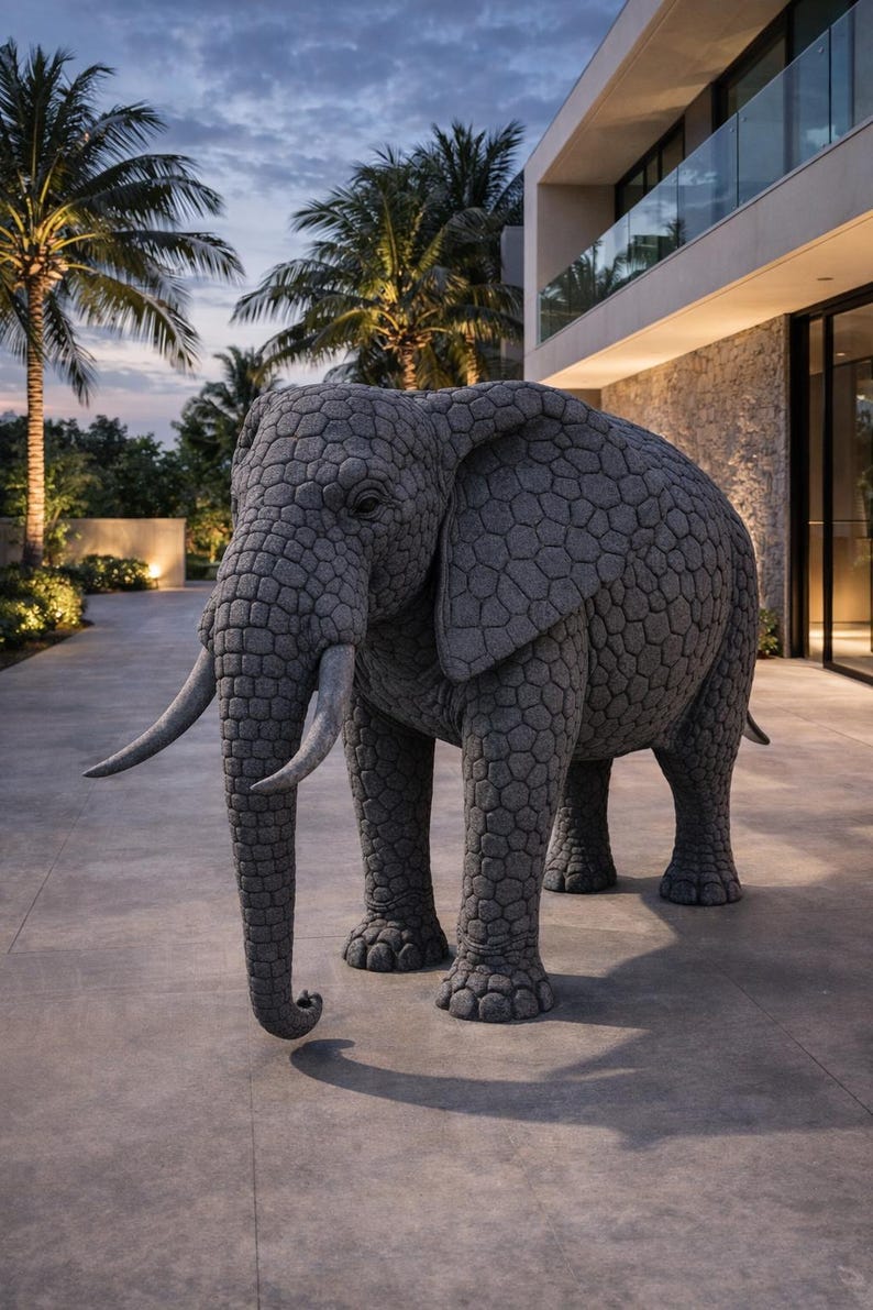 Luxury African Elephant Statue • Monumental Hand Sculpted Terrastone ...
