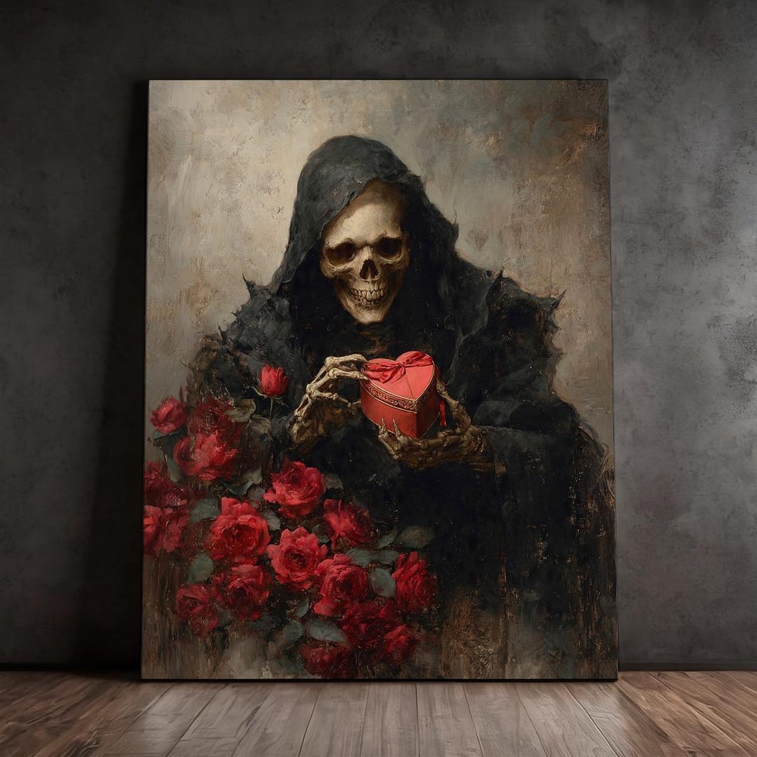 Grim Reaper Valentine Art Print, Dark Gothic Home Decor - Etsy