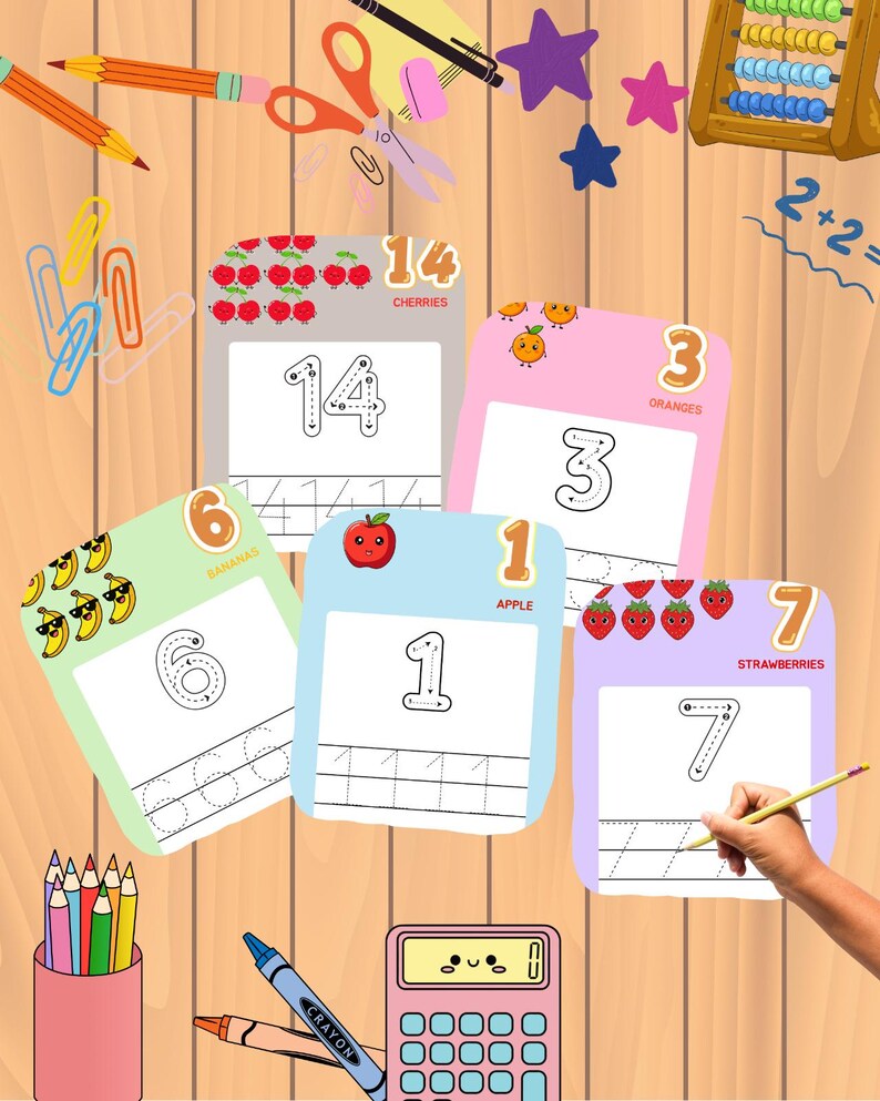 Fruit Counting Flash Cards | Number Tracing, Preschool Math (PDF ...