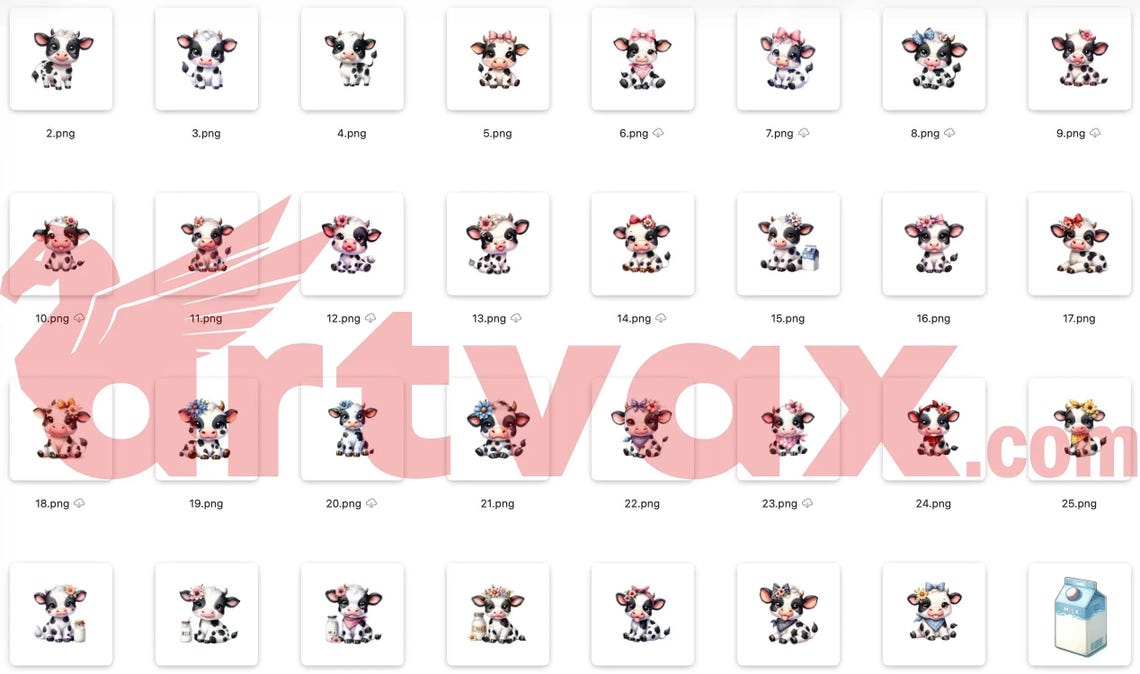 Cute Watercolor Baby Cow Clipart Bundle | Farm Animal PNG | Nursery ...
