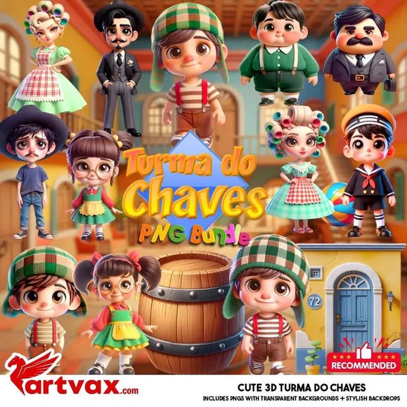 Turma Do Chaves PNG Bundle | Chibi El Chavo Del 8 Clipart | 3D Cartoon ...
