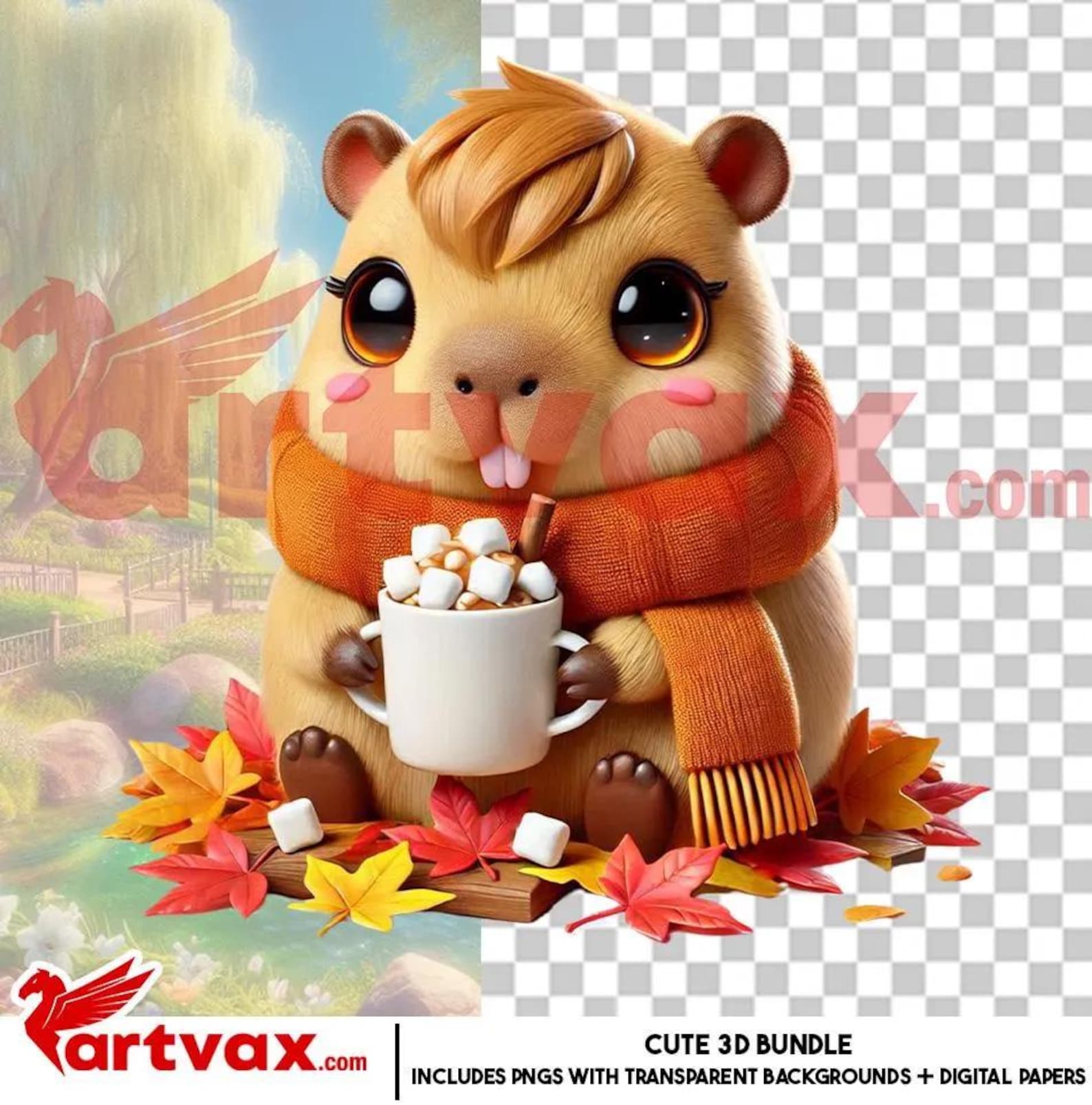 Cute 3D Capybara PNG Bundle | Kawaii Capybara Clipart | Capybara ...