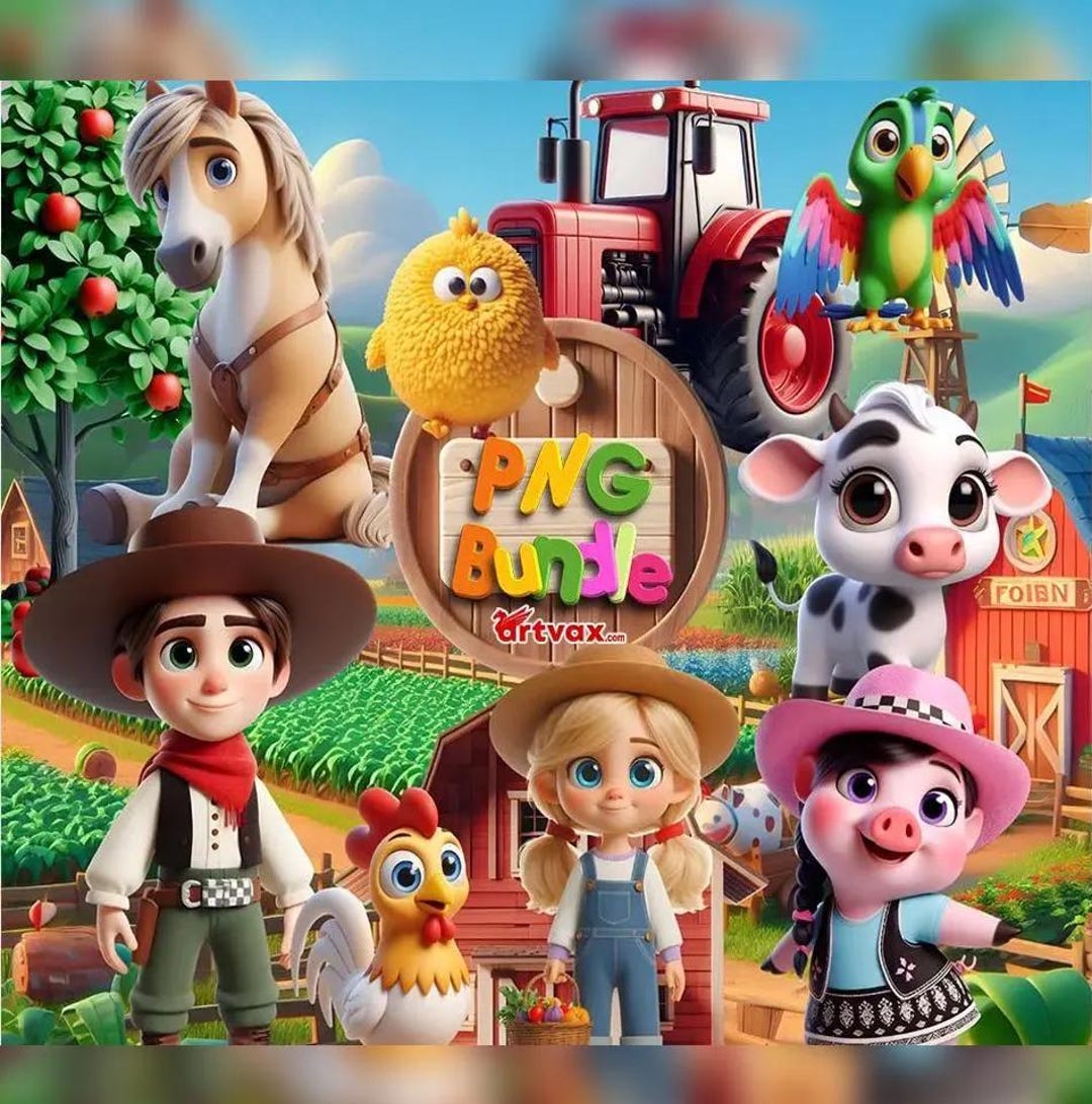 3D Farm Life PNG Bundle | Cute Farm Animals Clipart | Cowboy and ...
