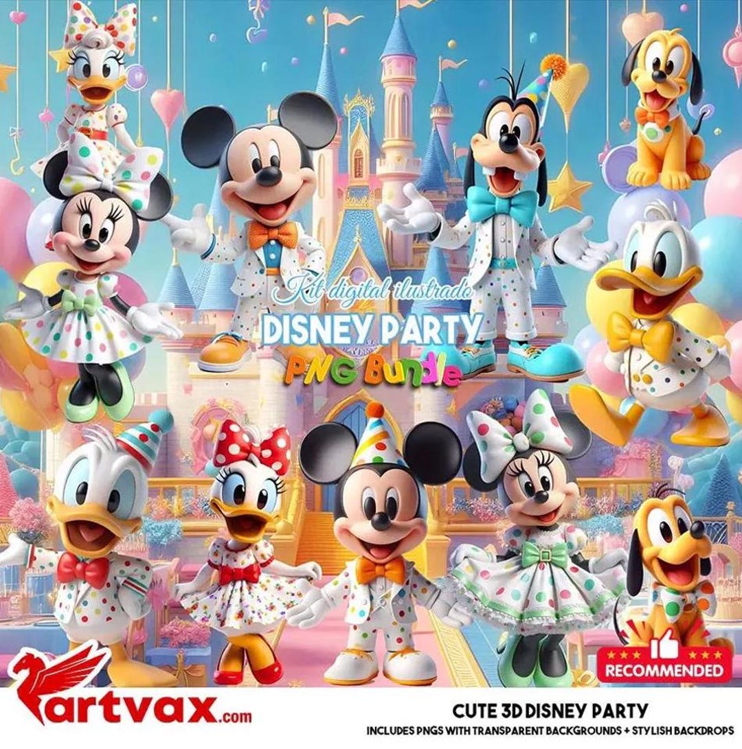 Disney Party 3D Clipart Bundle | Mickey Minnie Confetti PNG | Castle ...