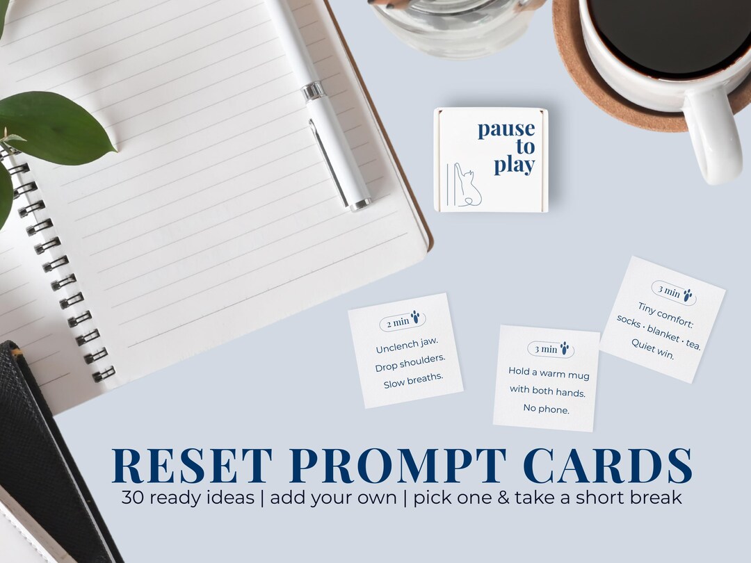 Pause to Play Prompt Cards PDF, 30 Mindful Break Ideas, Minimalist ...
