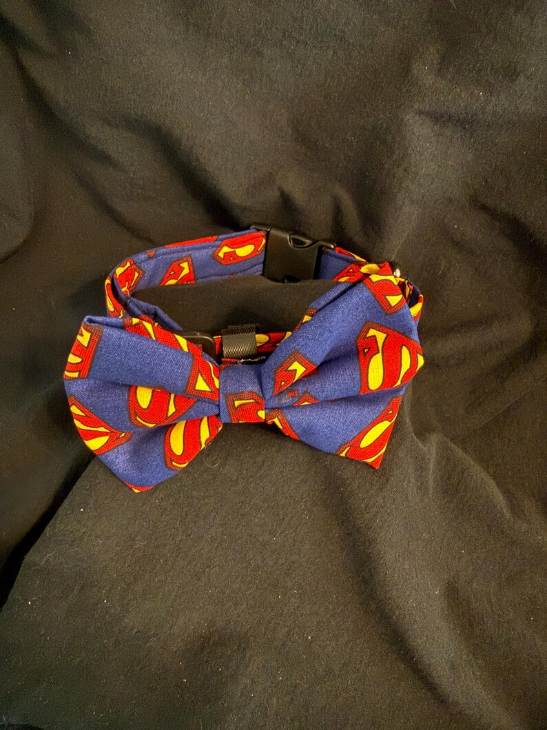 Super Man Dog Collar With Matching Bow Tie - Etsy