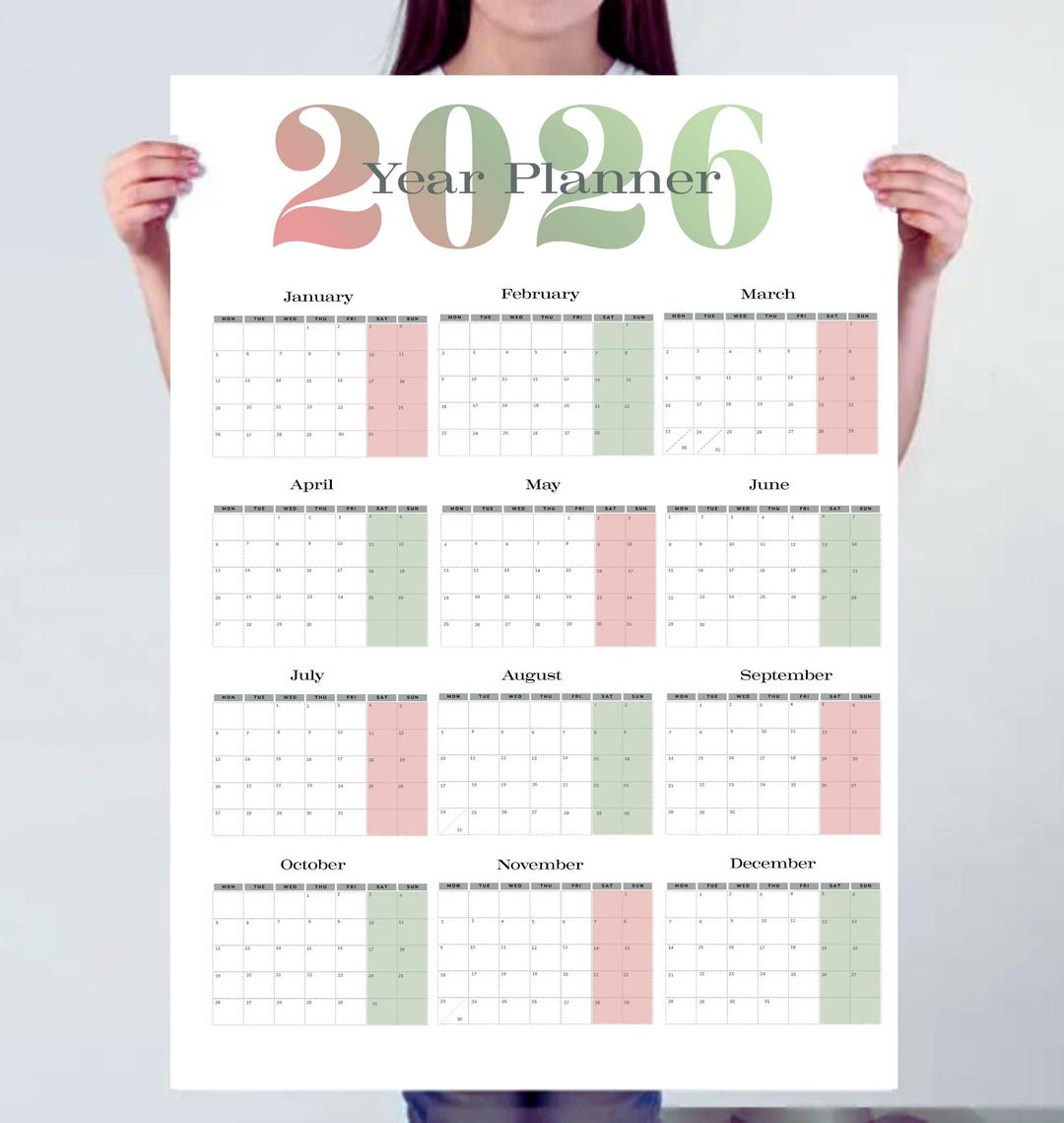 2026 Year at a Glance Wall Calendar – Wall Décor for Home and Office ...