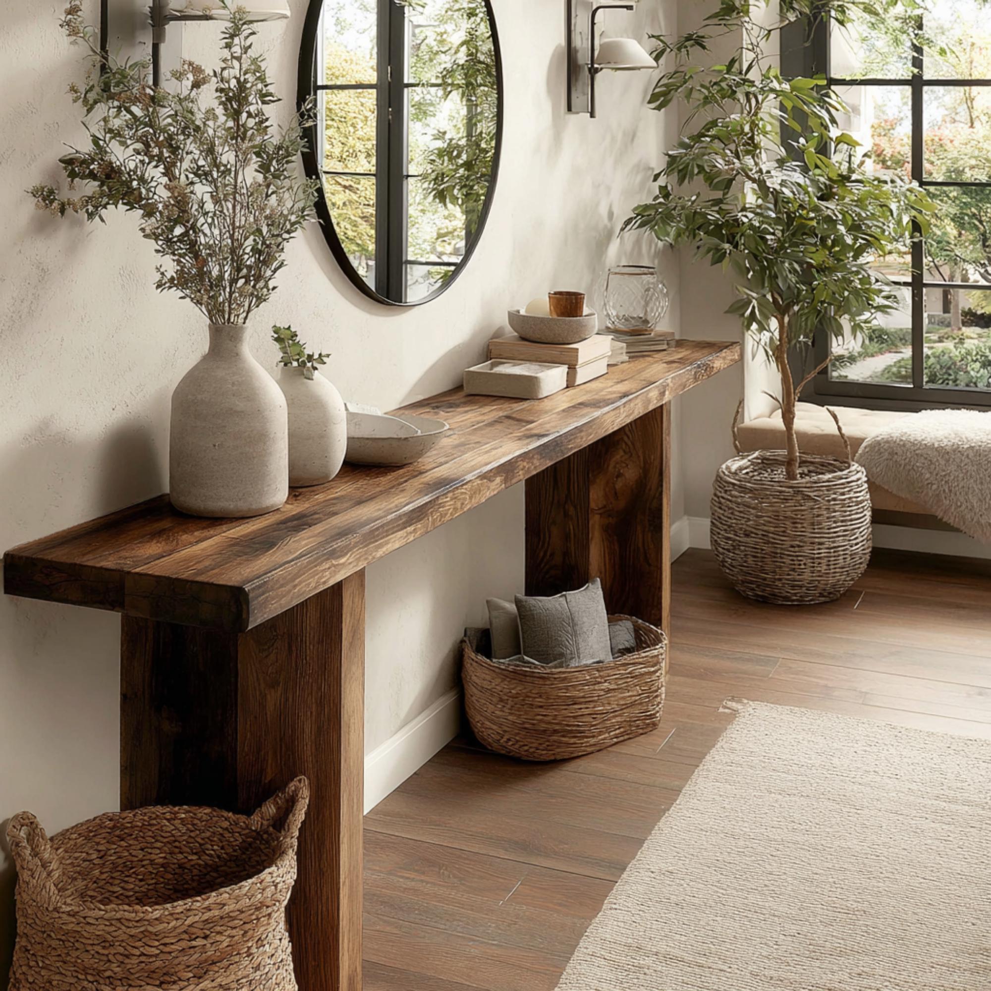 Wooden Console - Handmade Wooden Console Table - Solid Walnut Console ...