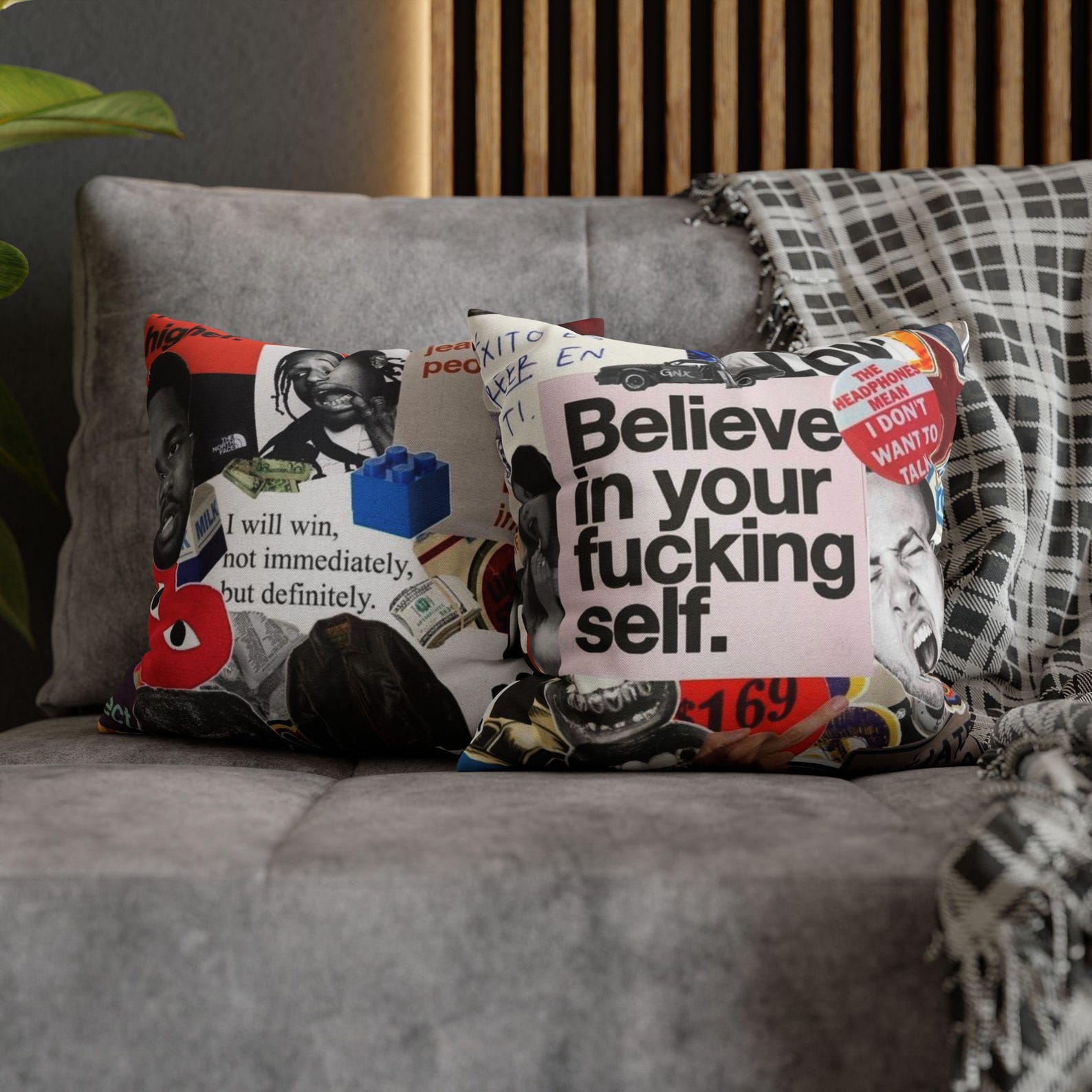 Retro Pillowcase | Collage Typography - Etsy