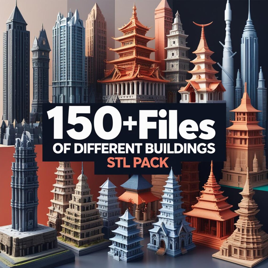 150+ Architecture 3D Models - Printable STL Buildings Bundle (digital ...