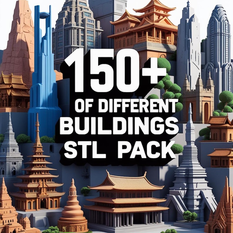 150+ Architecture 3D Models - Printable STL Buildings Bundle (digital ...