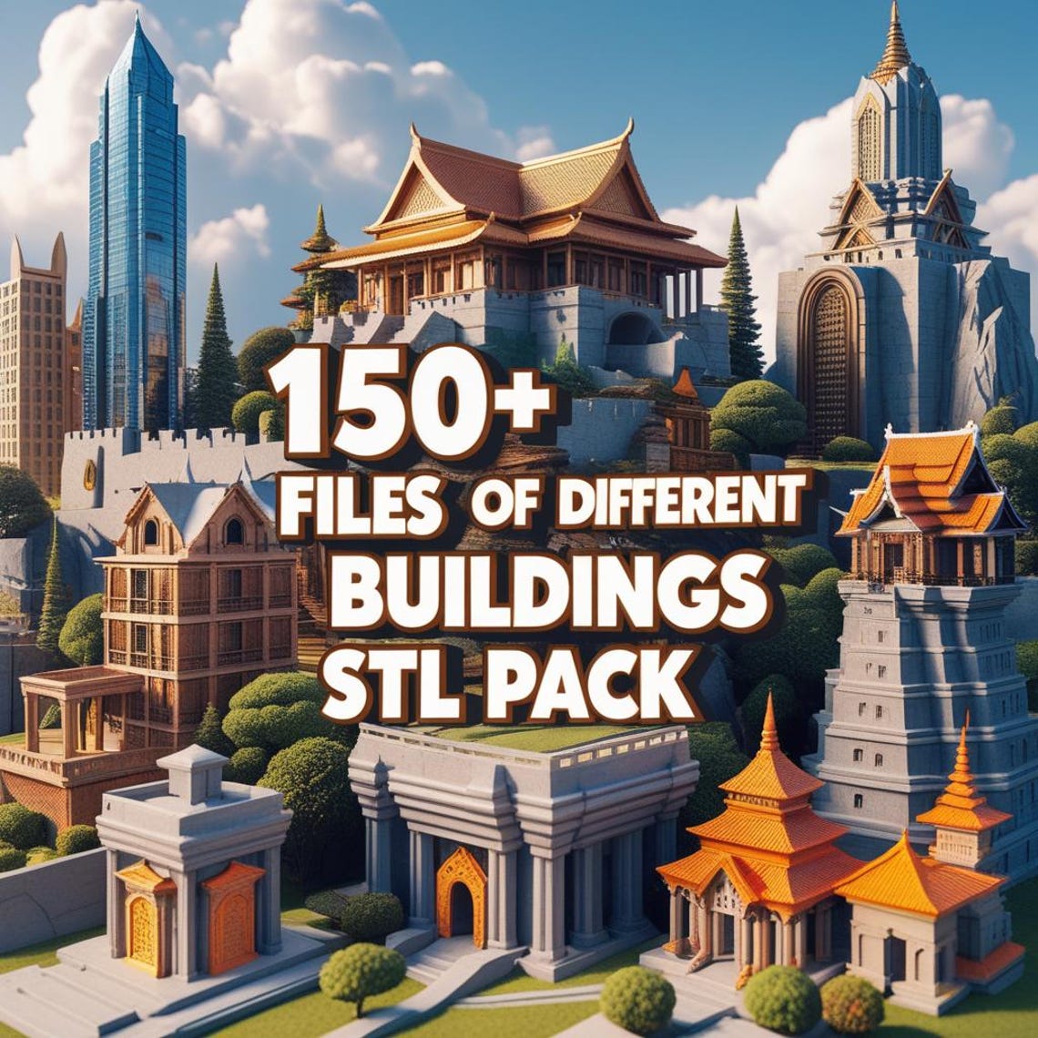 150+ Architecture 3D Models - Printable STL Buildings Bundle (digital ...