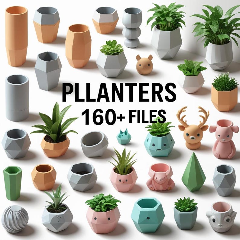 3D Printable Planter STL Bundle – 160+ Modern Plant Pot Designs ...