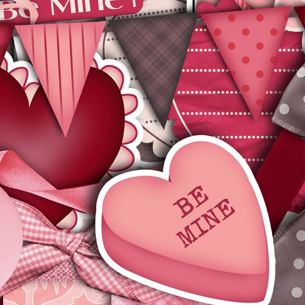 Digital Scrapbook Kit - Be My Valentine - Valentine's Day Kit - 10 ...