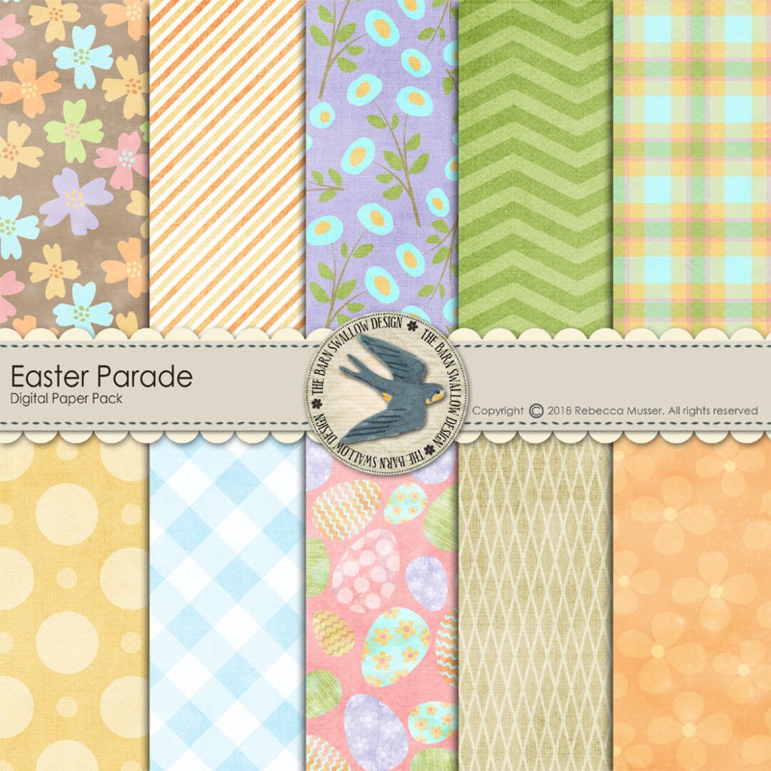 Digital Scrapbook Paper Pack Instant Download - "easter Parade" -10 12 ...