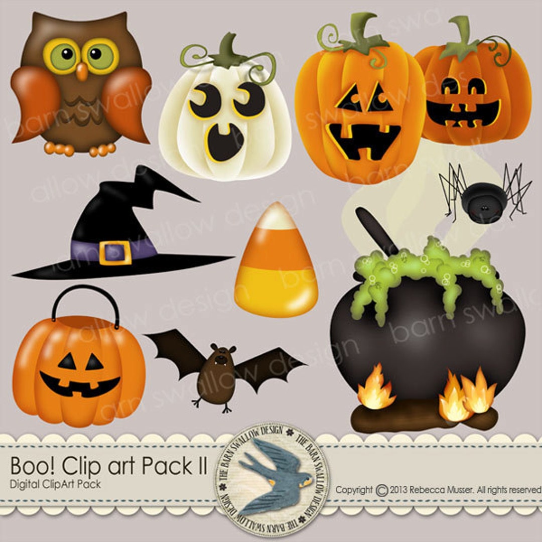 Digital Clip Art Pack Instant Download - "boo Ii" - Great for Halloween ...