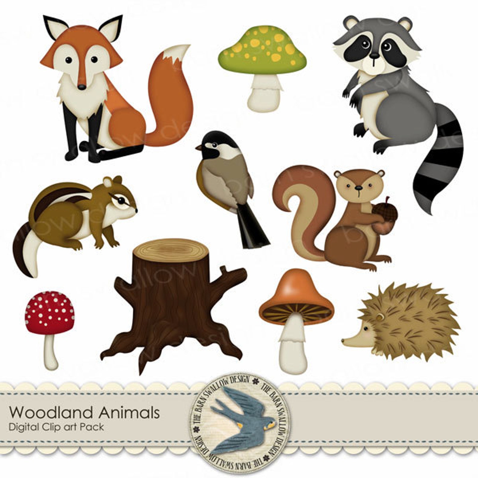Digital Clip Art Pack Instant Download - "woodland Animals" - Great for ...