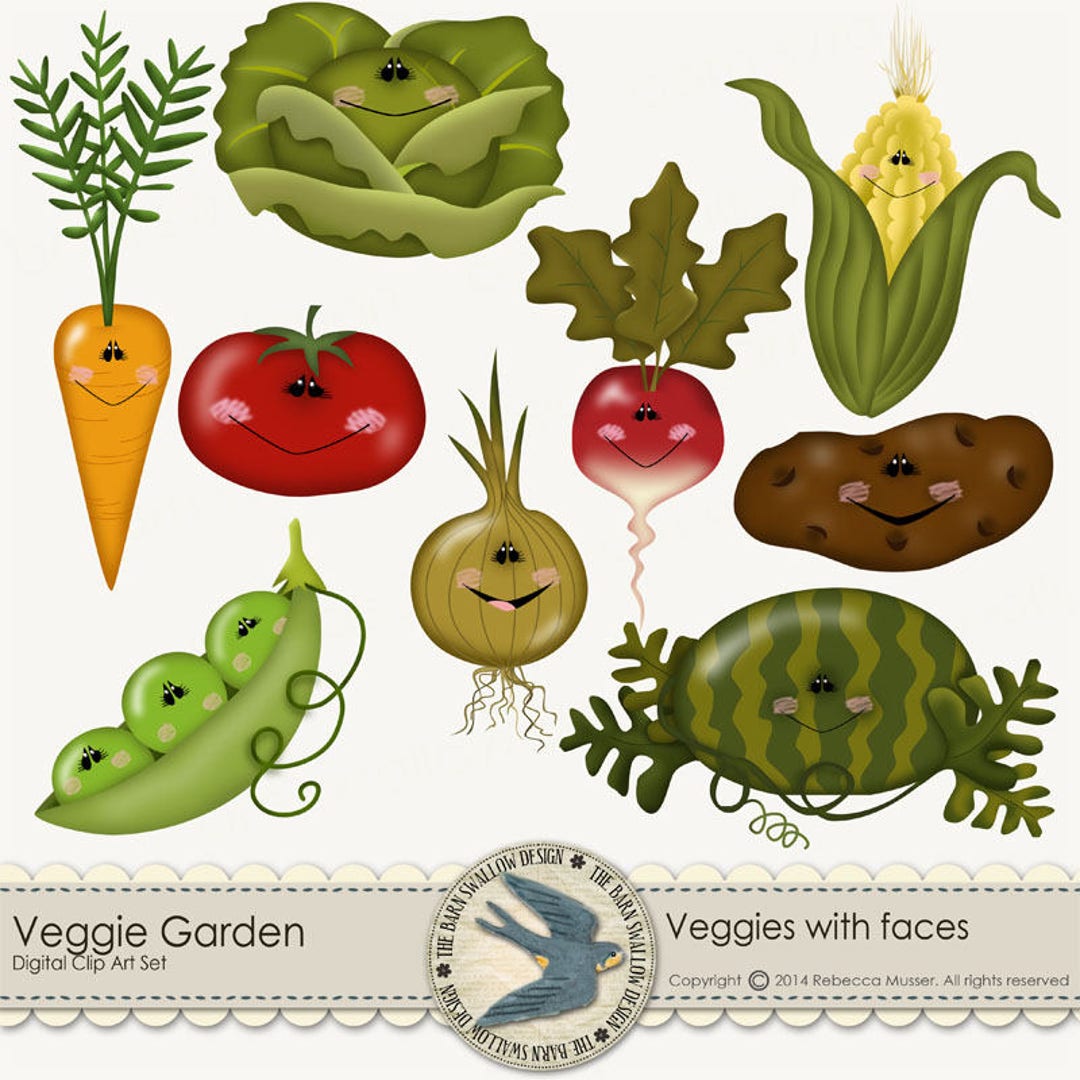 Digital Clip Art Pack Instant Download - "veggie Garden" - Peas, Carrot ...