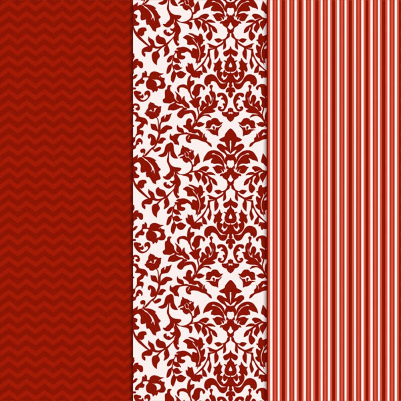 Digital Scrapbook Paper Pack Instant Download - the Basics: Red ...