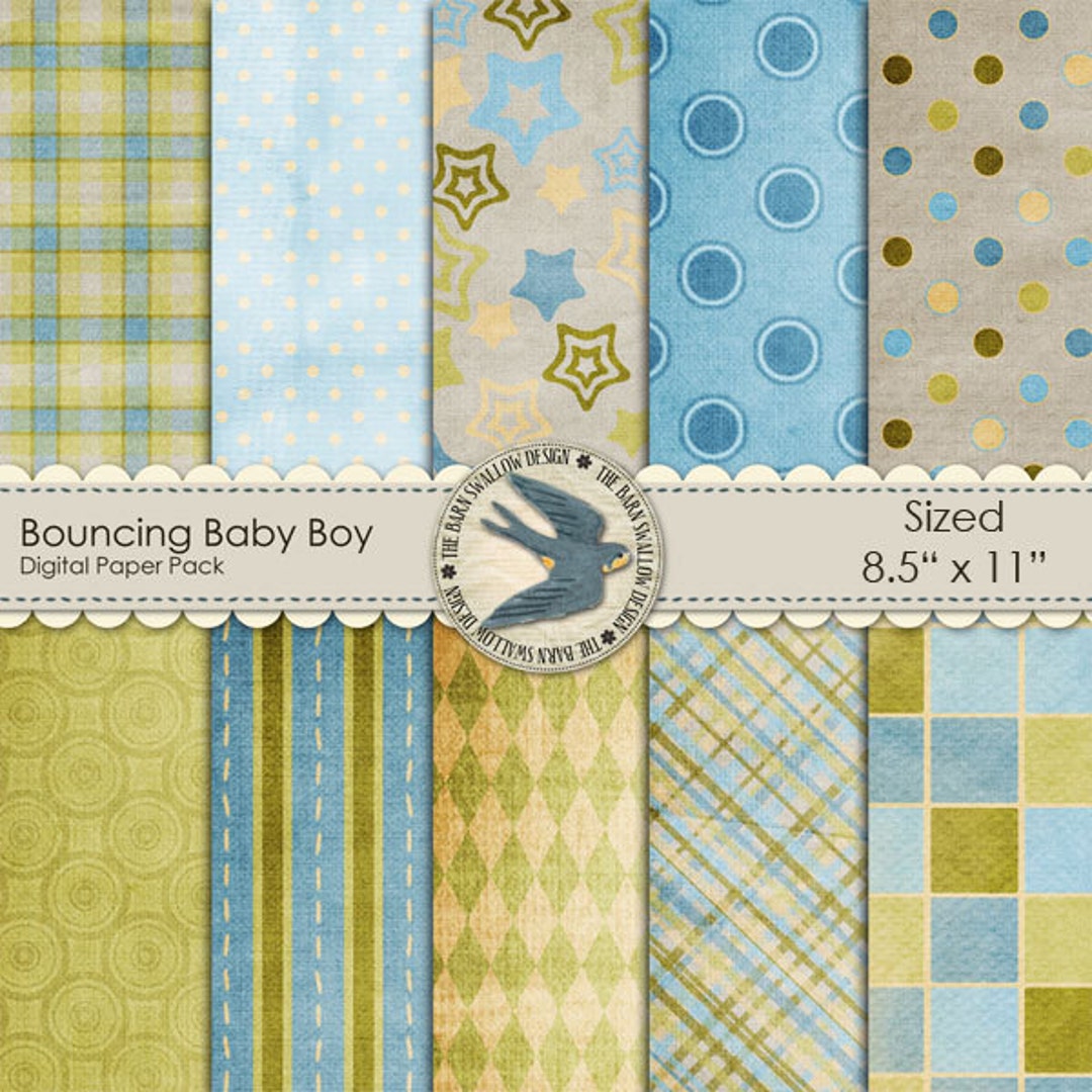 8.5" X 11" - Digital Scrapbook Paper Pack Instant Download - Bouncing ...