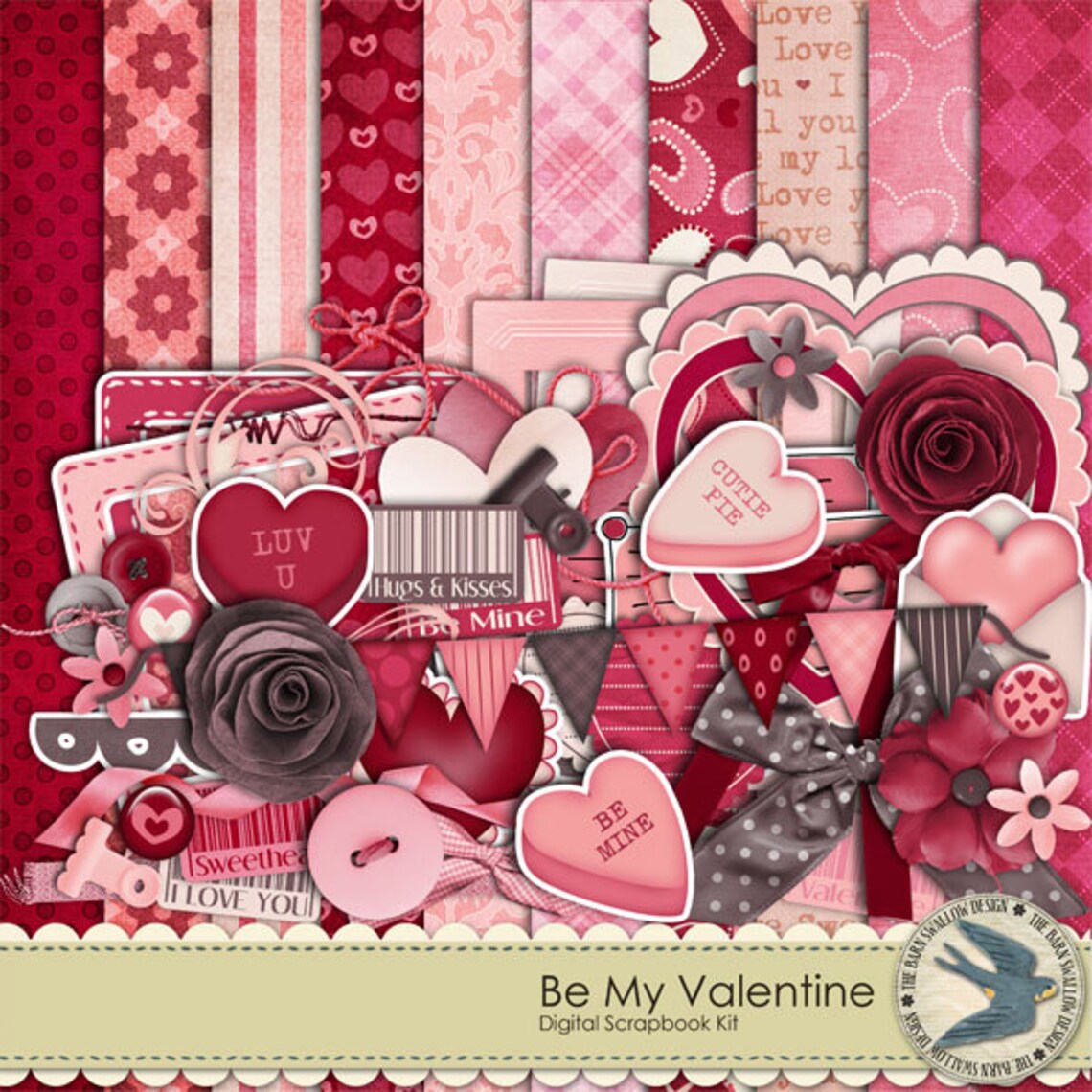 Digital Scrapbook Kit - Be My Valentine - Valentine's Day Kit - 10 ...