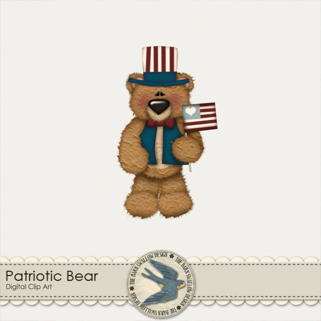 Patriotic Bear - Digital Clip Art for July 4th, America, Military ...