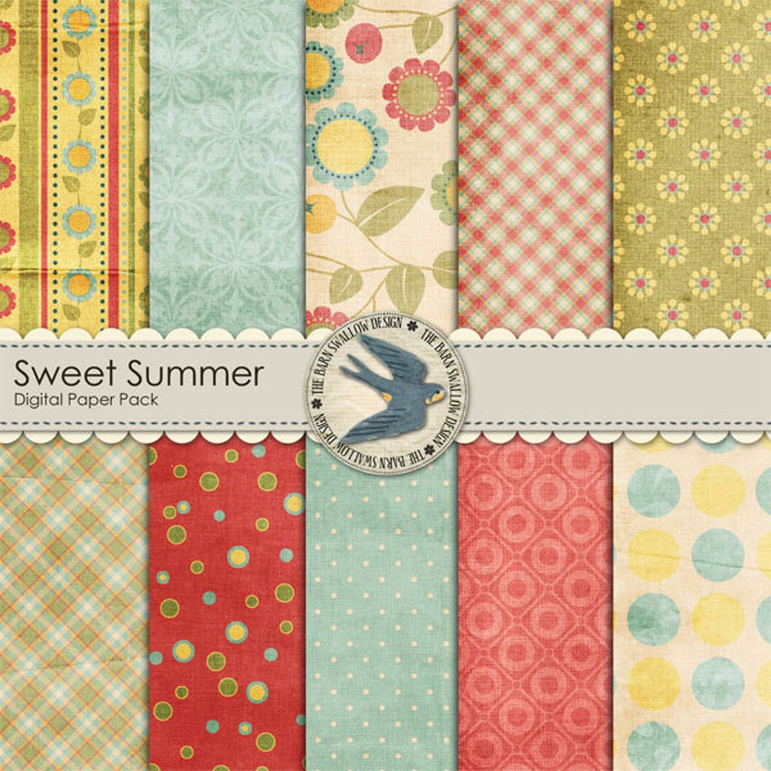 Digital Scrapbook Paper Pack Instant Download - Sweet Summer - 10 ...
