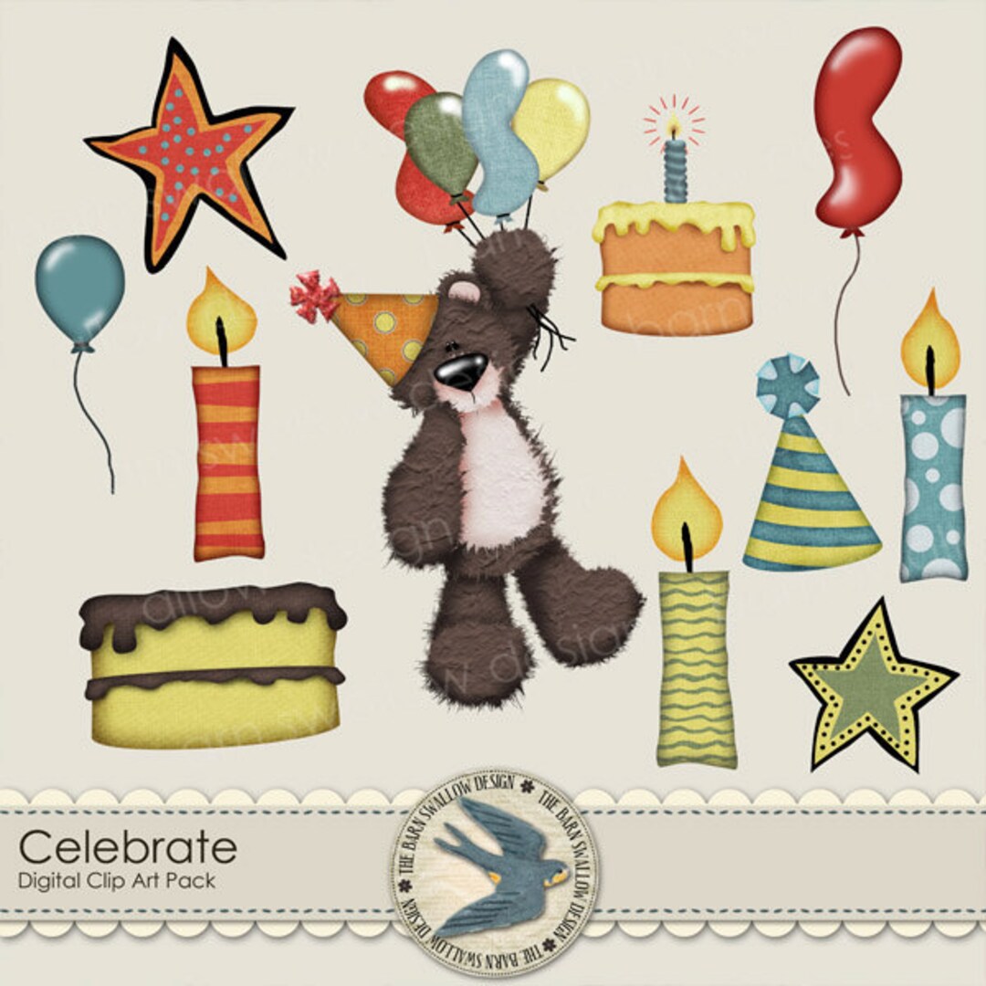 Instant Download "celebrate" Digital Clip Art Pack for Birthday Party ...