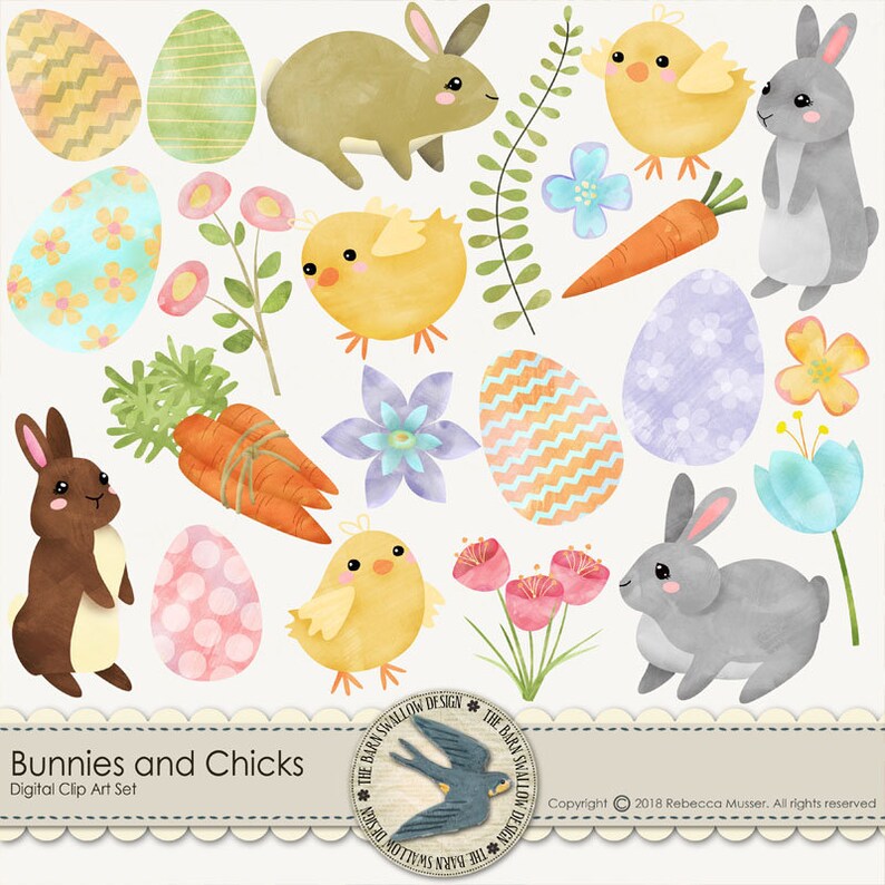 Digital Clip Art Pack Instant Download - "bunnies and Chicks ...