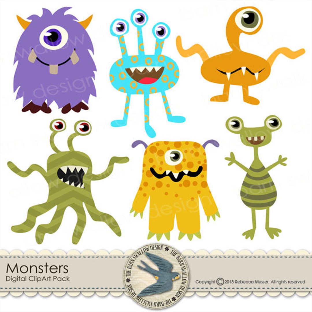 Digital Clip Art Pack Instant Download - "monsters" - Great for Boy ...