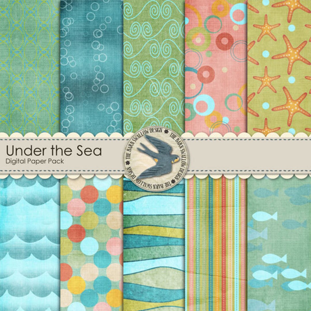 Digital Scrapbook Paper Pack - "under the Sea" - 10 12" X 12" Instant ...