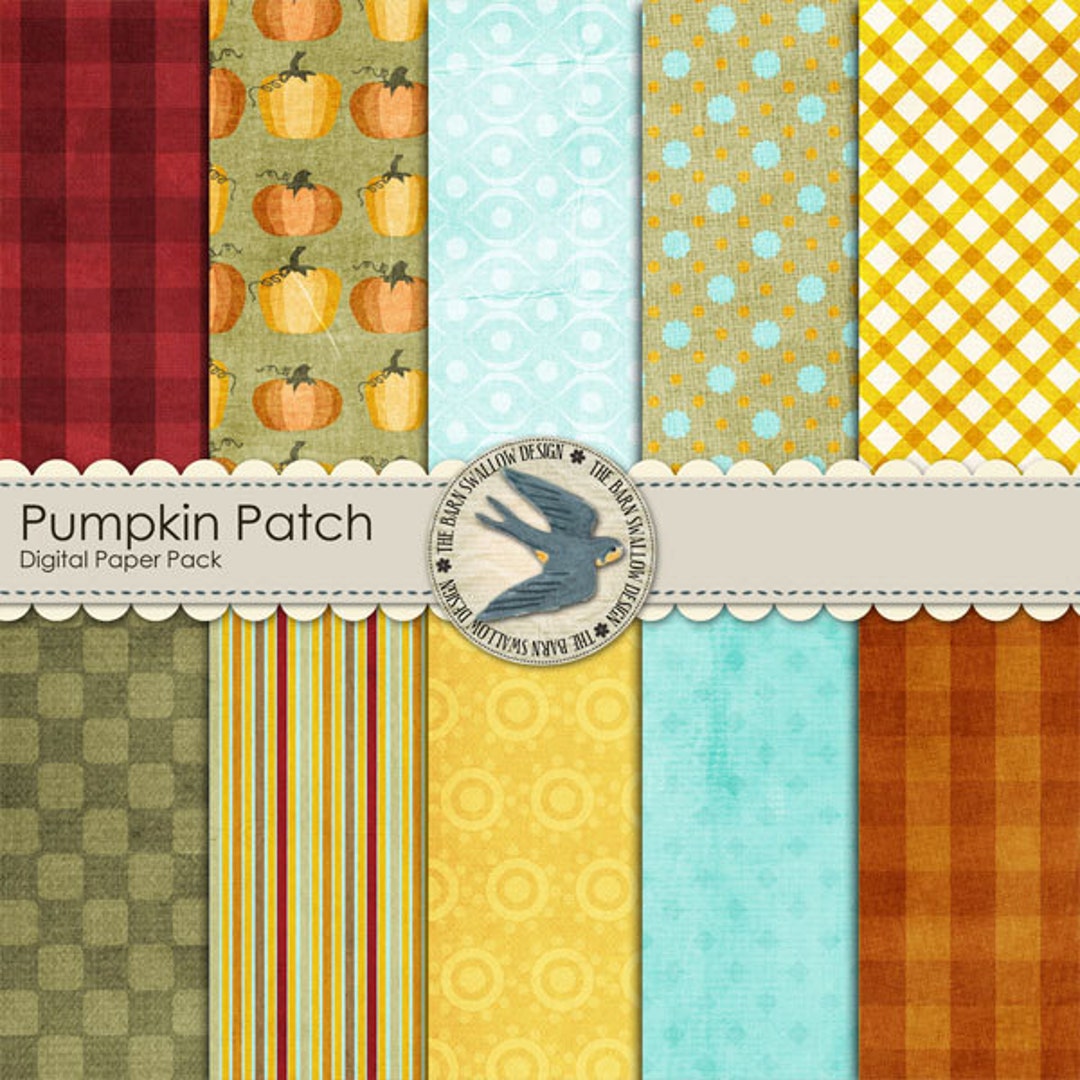Digital Scrapbook Paper Pack Instant Download, Pumpkin Patch - 12" X 12 ...
