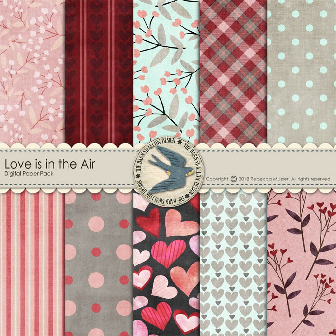 Digital Scrapbook Paper Pack Instant Download - "love is in the Air ...