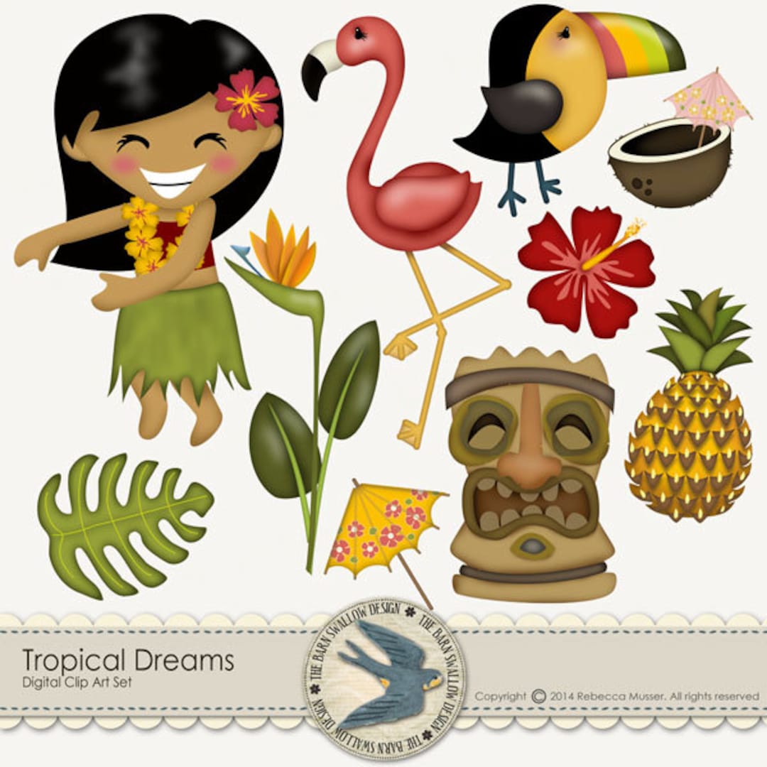 Digital Clip Art Pack Instant Download - "tropical Dreams" - Great for ...