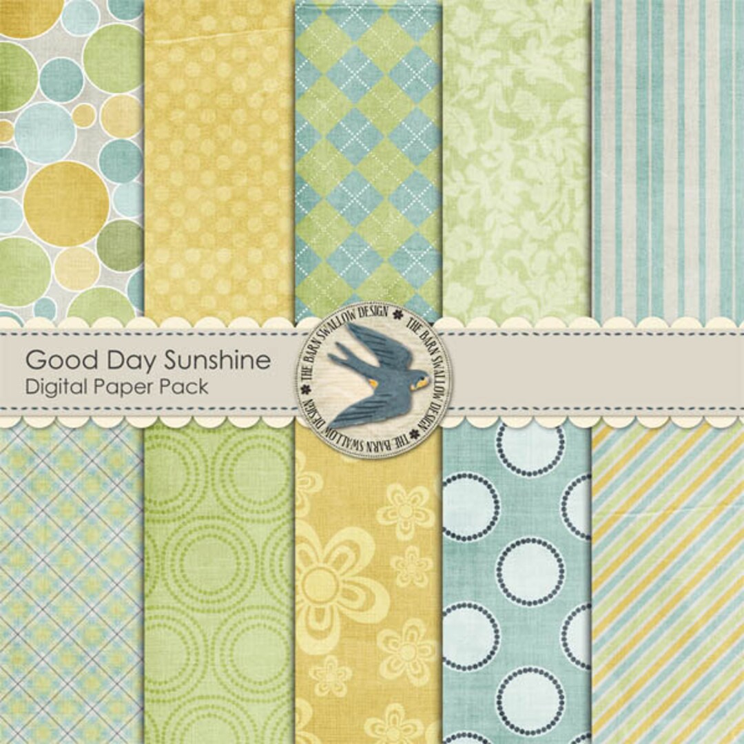 Digital Scrapbook Paper Pack Instant Download, Good Day Sunshine - 12 ...