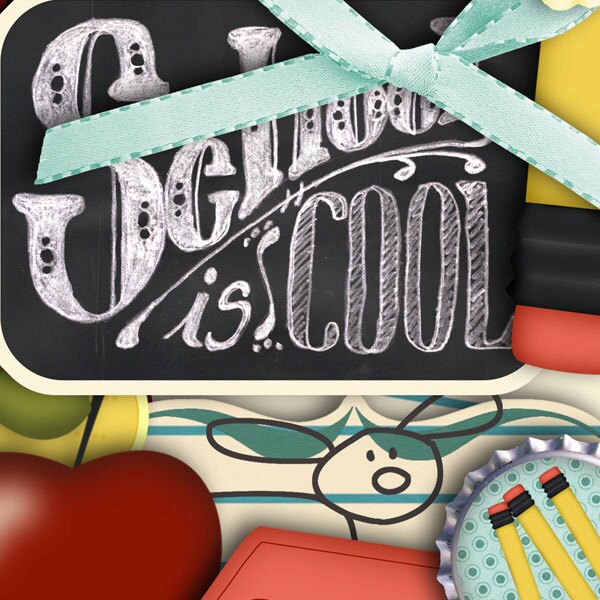 Digital Scrapbook Kit Instant Download - School Days-10 Digi12" X 12 ...