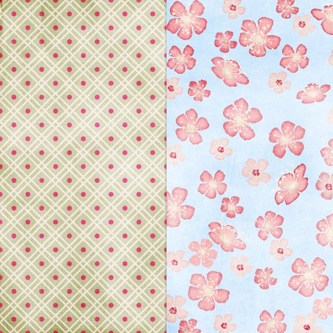 Digital Scrapbook Paper Pack, Cherry Blossom - 12" X 12" Instant ...