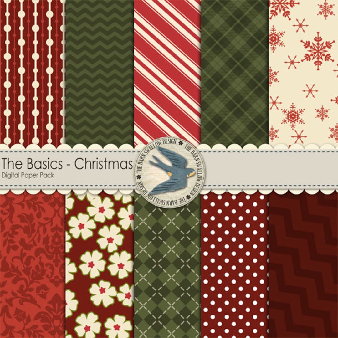 Digital Scrapbook Paper Pack Instant Download - the Basics: Christmas ...