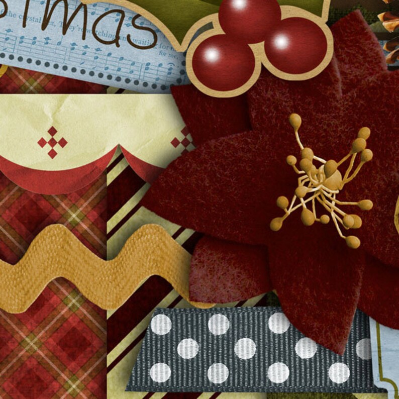 Digital Scrapbook Kit Instant Download, Country Christmas - Holiday ...