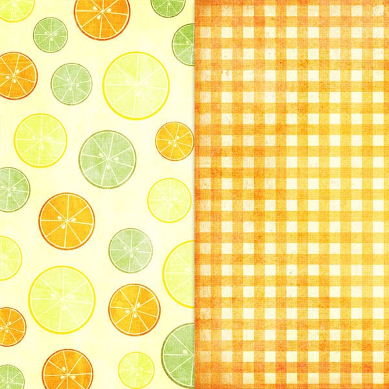 Digital Scrapbook Paper Pack, Summer Citrus - 12" X 12" Instant ...