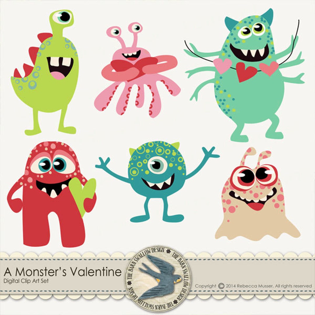 Digital Clip Art Pack Instant Download - "a Monster's Valentine ...