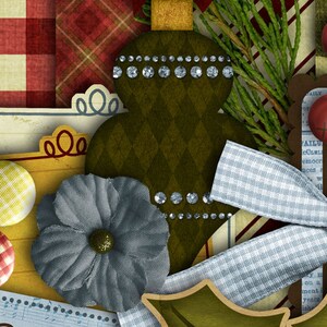 Digital Scrapbook Kit Instant Download, Country Christmas - Holiday ...