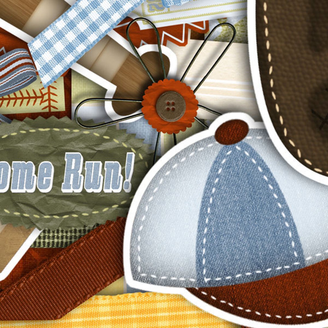 Digital Scrapbook Kit, Instant Download "play Ball" - Baseball Themed ...