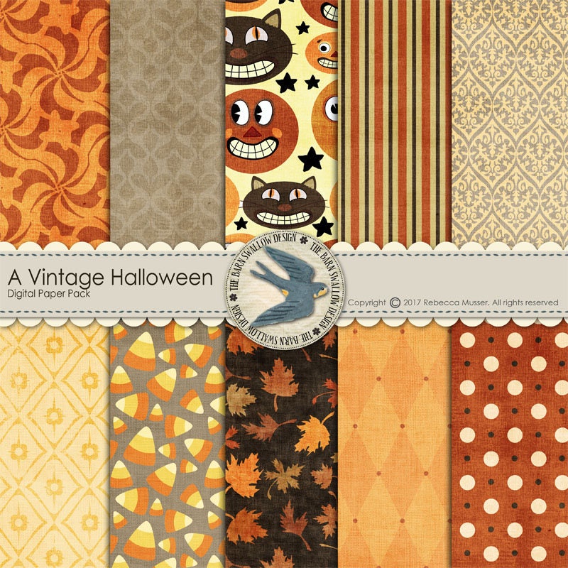 Digital Scrapbook Paper Pack Instant Download - "a Vintage Halloween ...