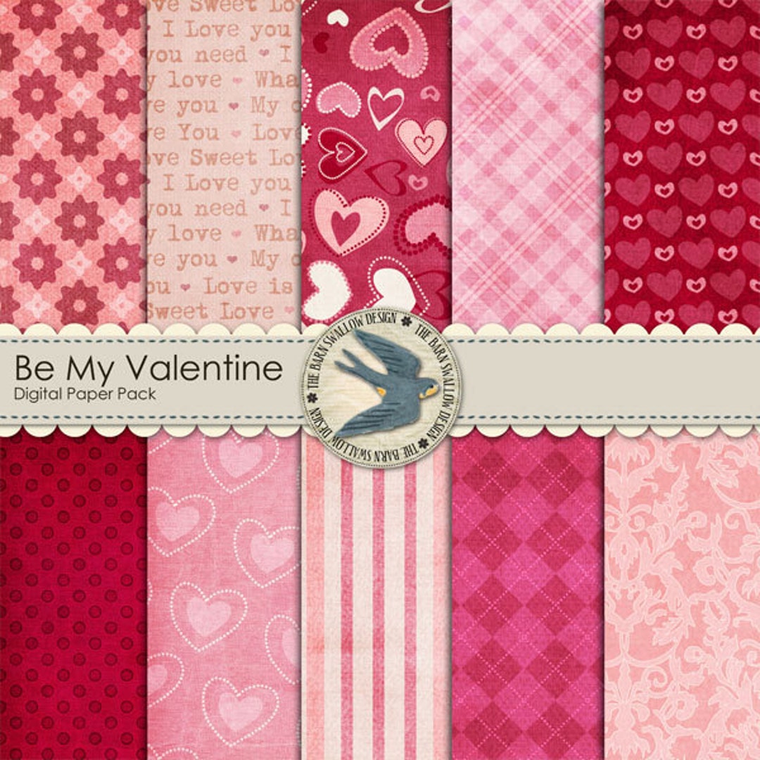 Digital Scrapbook Paper Pack - Be My Valentine - 10 Digital Papers 12 ...