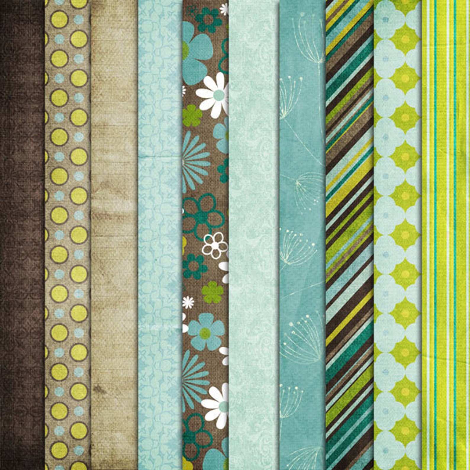 Digital Scrapbook Kit, New Beginnings - 10 Digital 12" X 12" Papers and ...